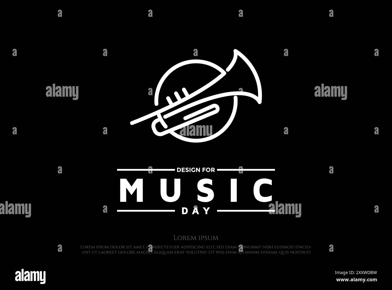 Circular Trumpet for Jazz Music Concert Show Logo Design Vector Stock ...