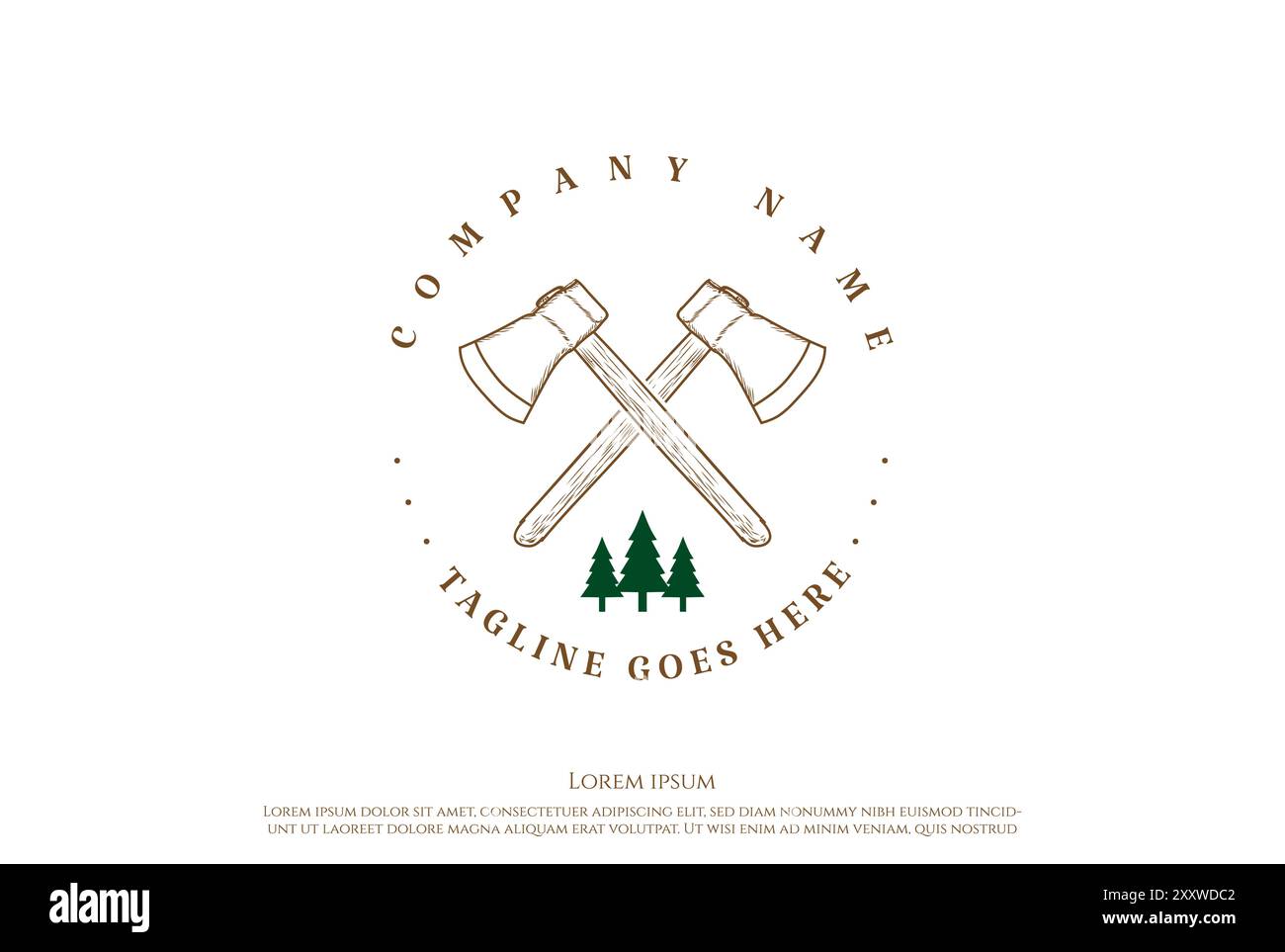Vintage Retro Crossed Ax for Lumberjack Log Logging Timberland Logo ...