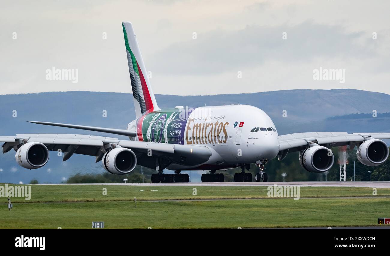 Airbus A380-861 of Emirates, registration A6-EOE, visits Manchester ...