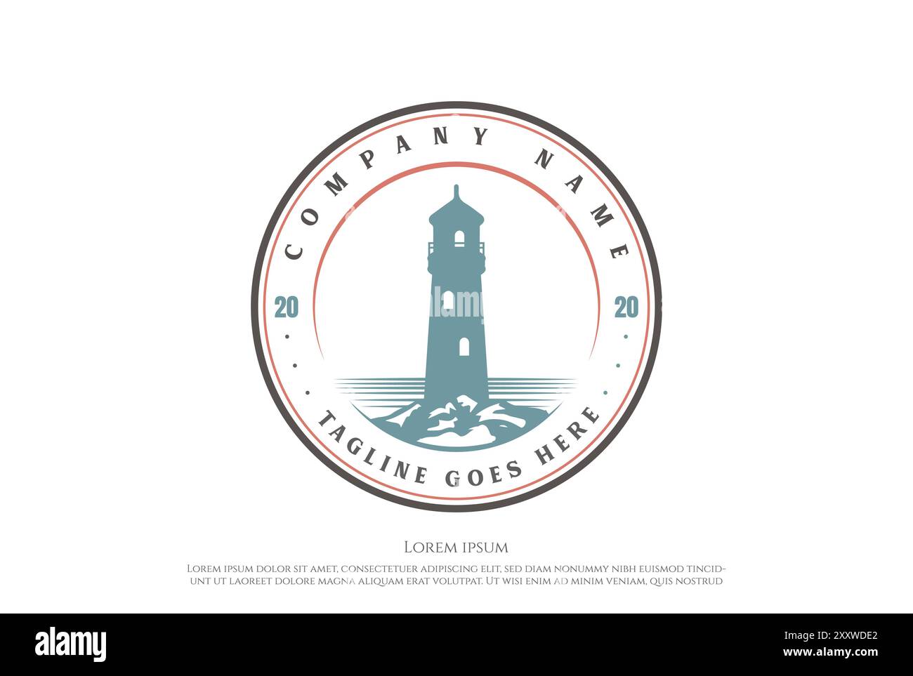 Vintage Retro Searchlight Lighthouse Beacon Tower Island Beach Logo ...
