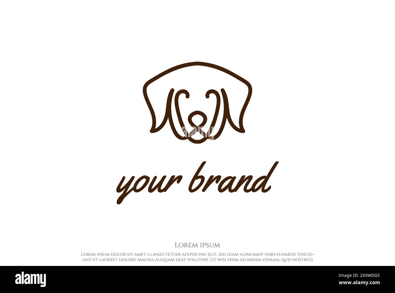 Modern Minimalist Monogram Animal Dog Line Outline Logo Design Vector ...