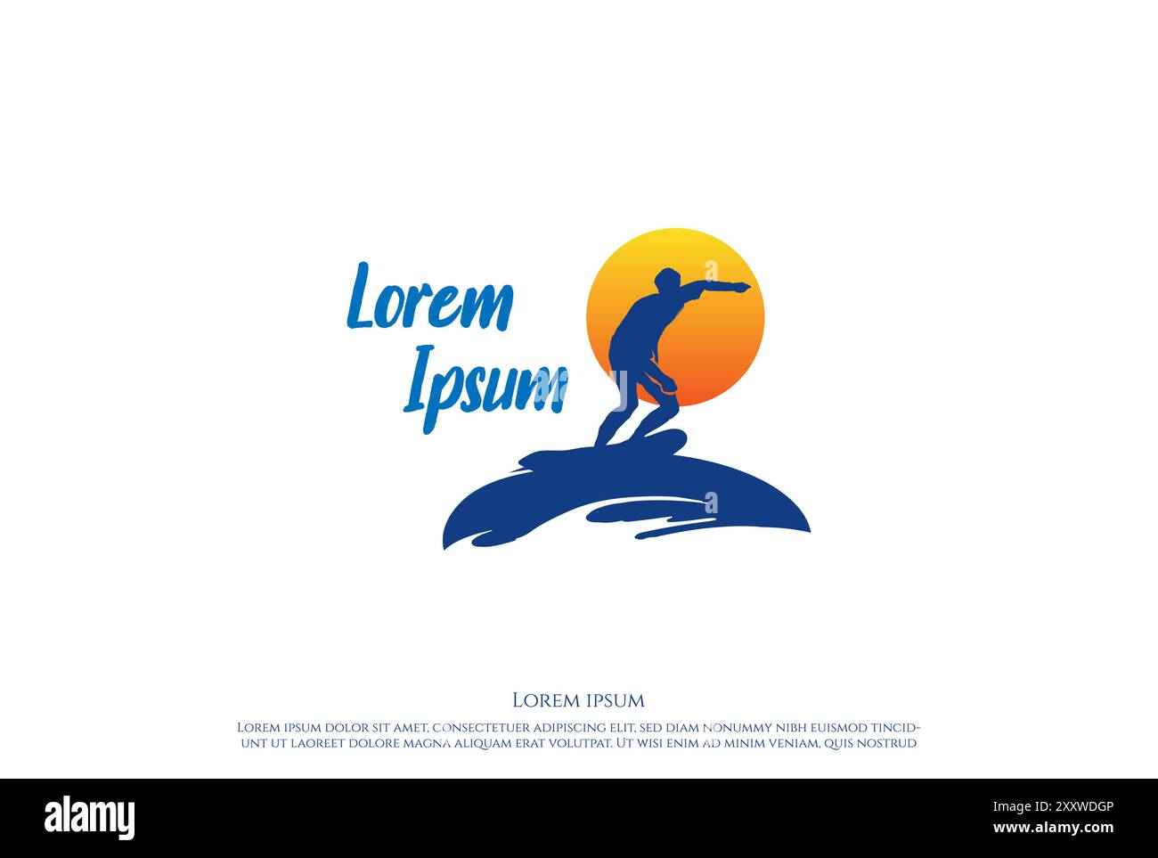 Sunset Sunrise Wave Surf Surfer Surfing Sport Club Logo Design Vector ...