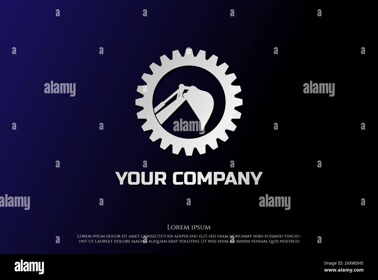 Modern Gear Excavator Backhoe Mining Logo Design Vector Stock Vector ...