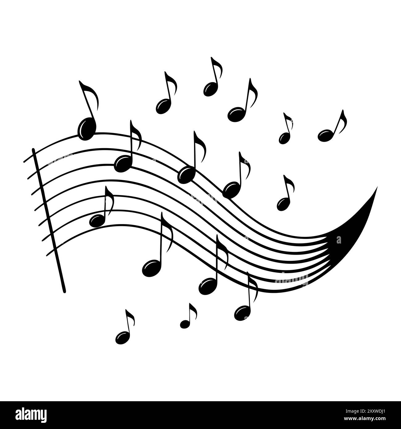 Musical background with notes. Flying music notes. Song notation in ...