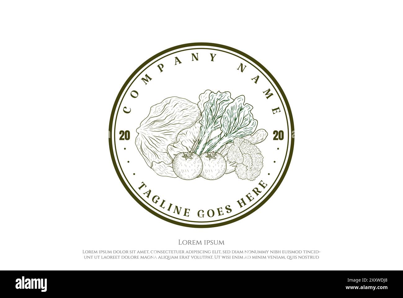 Vintage Retro Broccoli Cabbage Tomato Bit Vegetable Emblem Badge ...