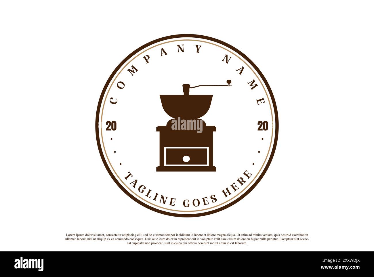 Vintage Retro Coffee Grinder for Cafe Restaurant or Farm Product Logo ...
