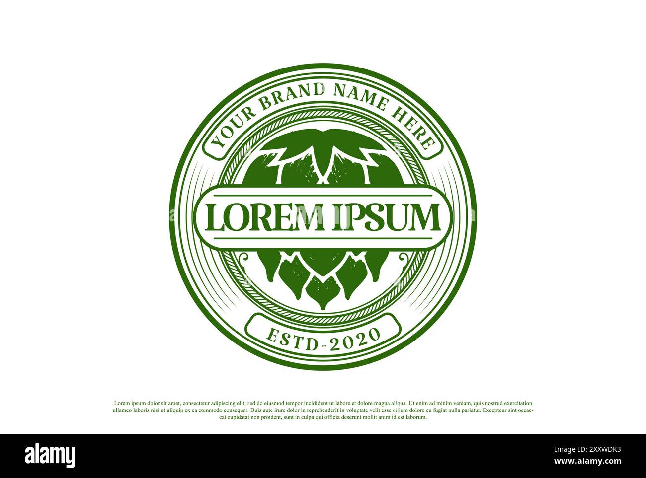 Circular Round Old Vintage Green Hop for Craft Beer, Brewing or Brewery ...