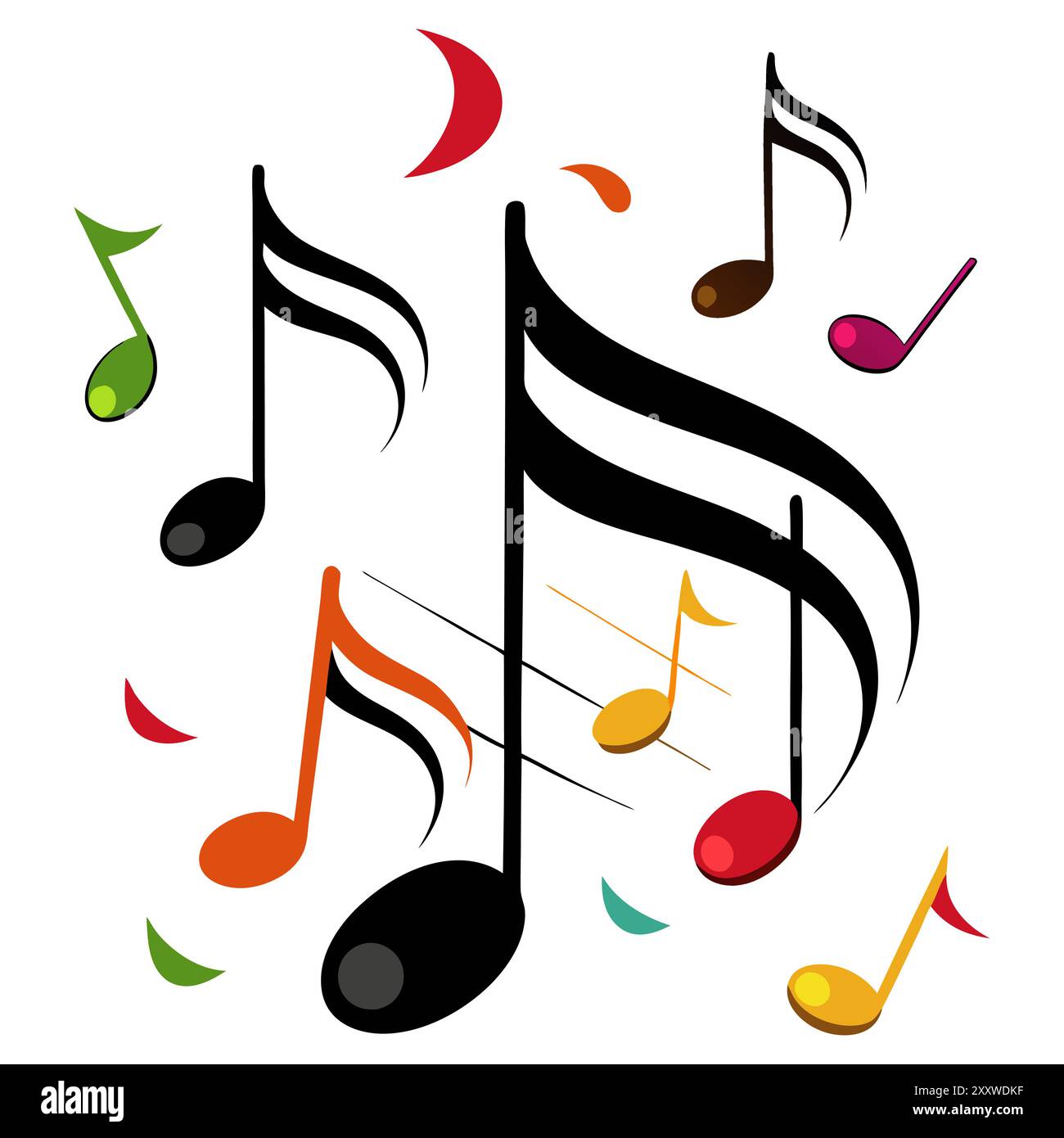 Musical background with notes. Flying music notes. Song notation in ...