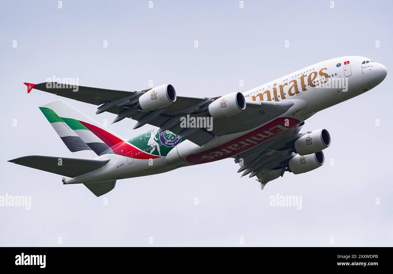 Airbus A380-861 of Emirates, registration A6-EOE, visits Manchester ...