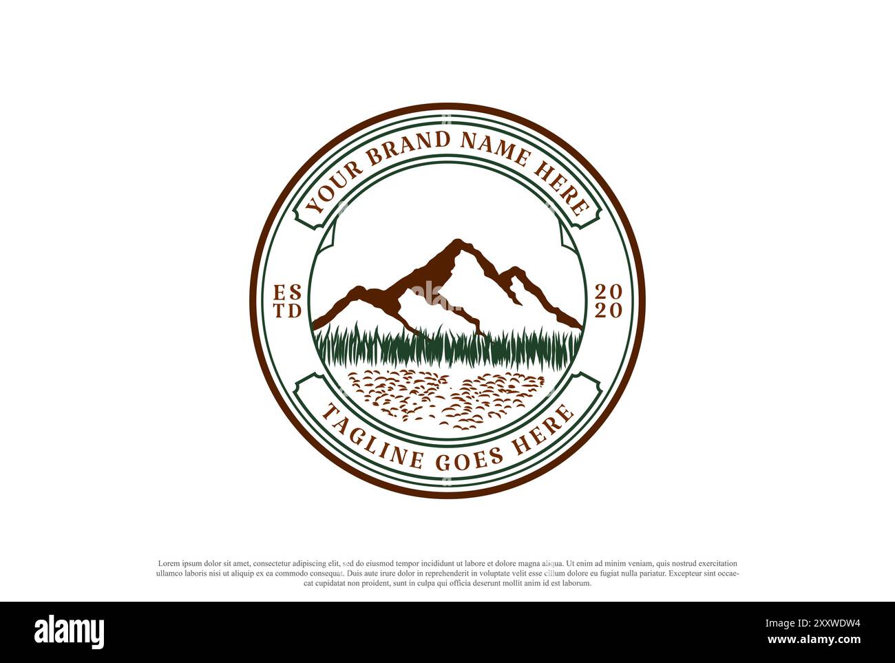 Wheat Corn Rice Farm with Mountain Badge Emblem Label Logo Design ...
