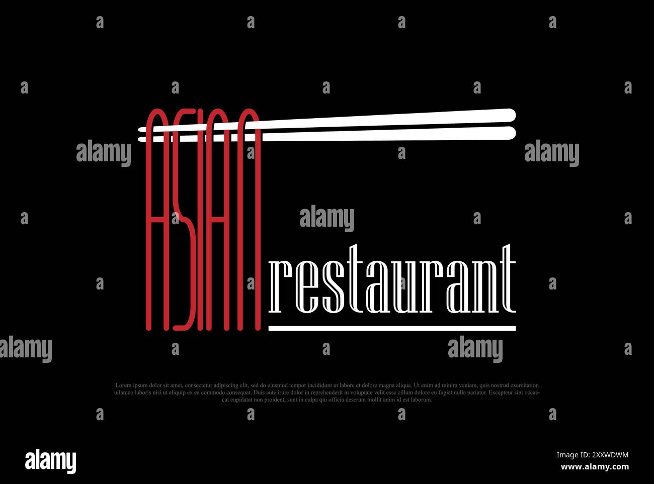 Chopsticks with Noodle Asian Restaurant Text Font Type Word Typography ...