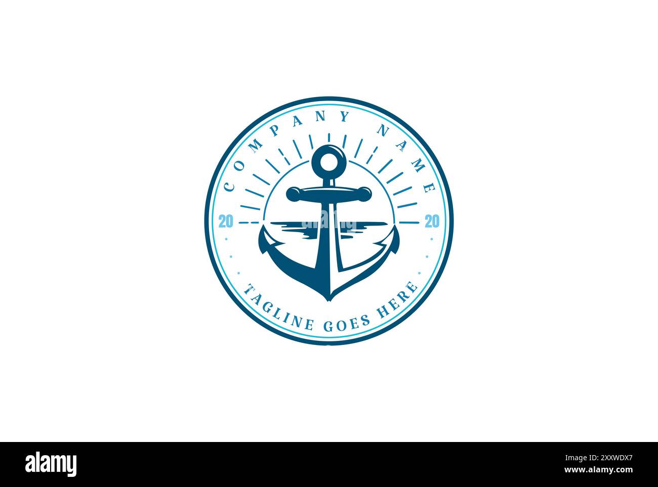 Sunset Sunrise Anchor Boat Ship Navy Nautical Yacht Logo Design Vector ...