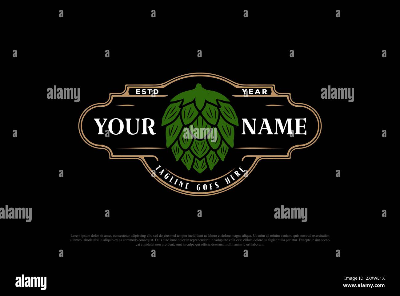 Old Vintage Green Hop for Craft Beer Brewing or Brewery Label Logo Design Vector Stock Vector ...