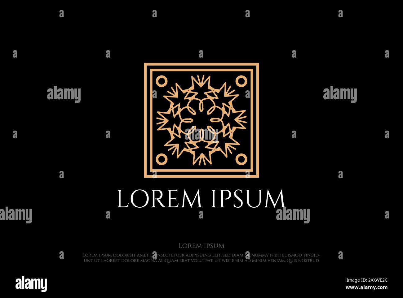 Square Elegant Luxury Flower Line Pattern Logo Design Vector Stock ...