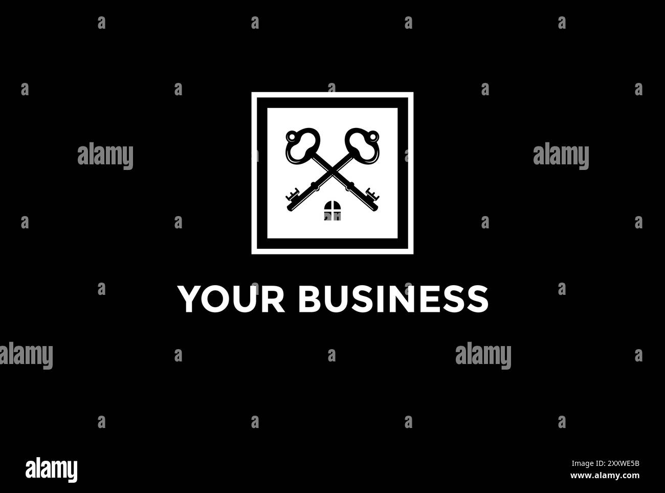 Simple Minimalist Crossed Key with House Roof for Real Estate Logo ...