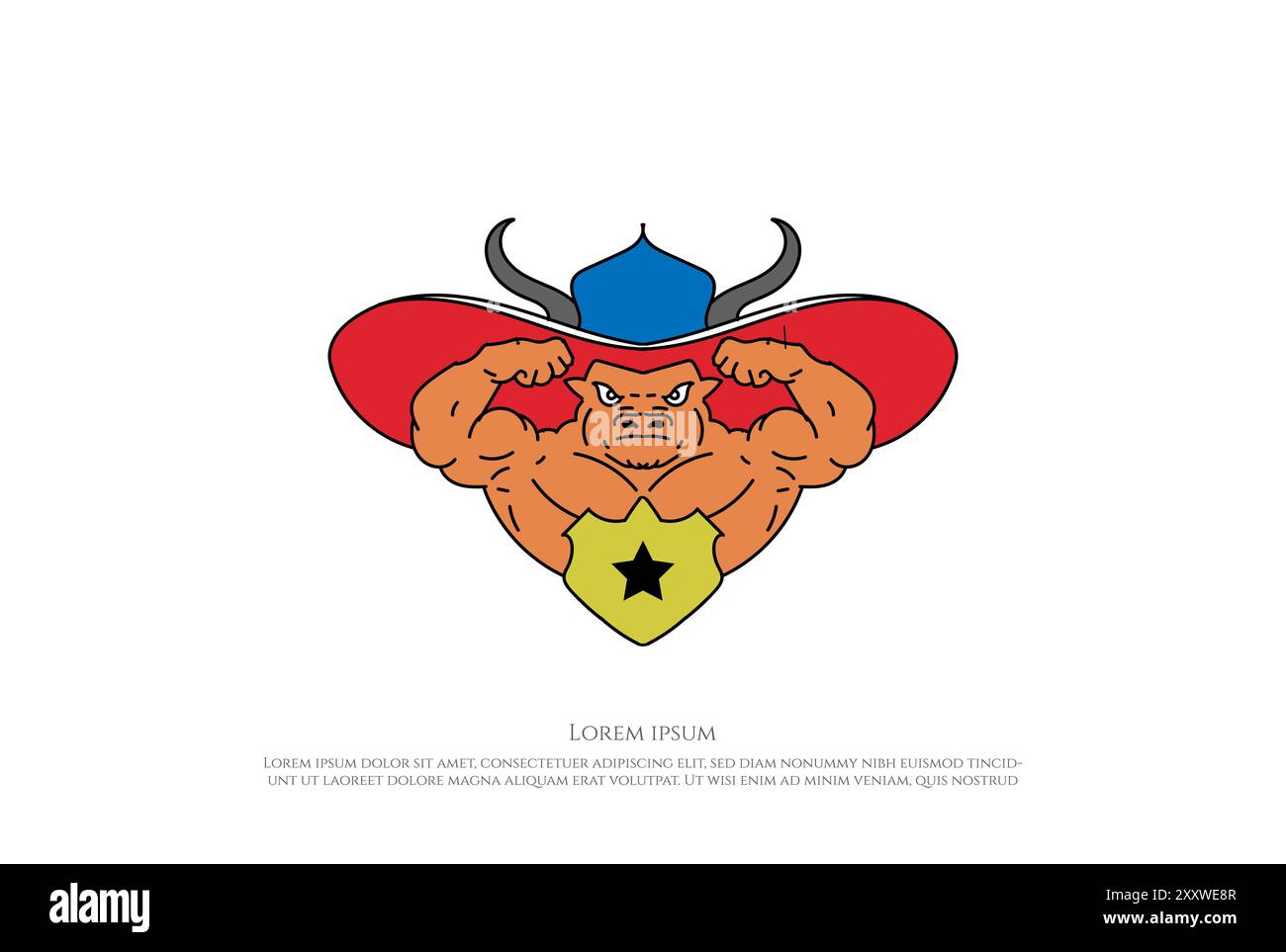 Muscular Angus Cow Bull Longhorn Mascot Character Gym Fitness Sport ...