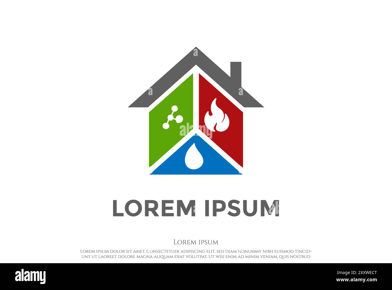 House Roof with Fire and Water for Restoration Renovation Service Logo ...