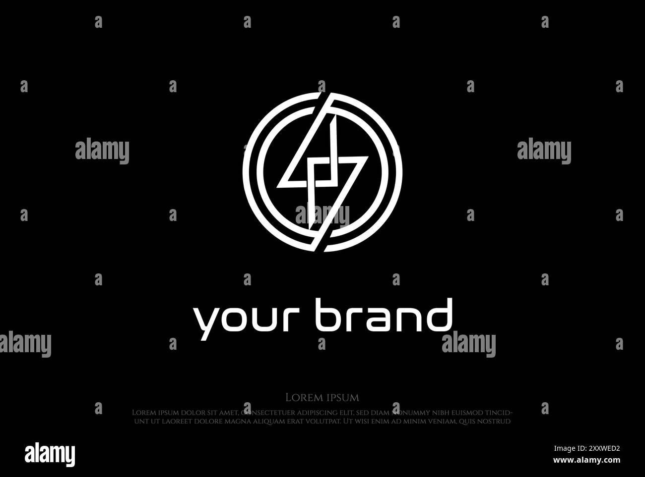 Simple Circular Electric Electricity Monogram Logo Design Vector Stock ...