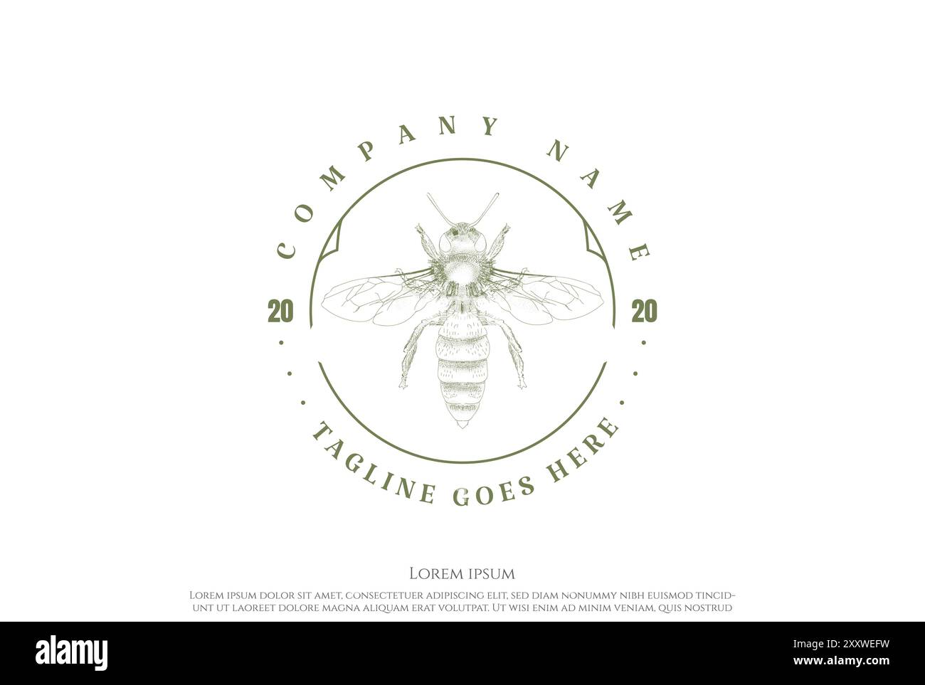 Retro Vintage Bee for Honey Farm Product Label Logo Design Vector Stock ...