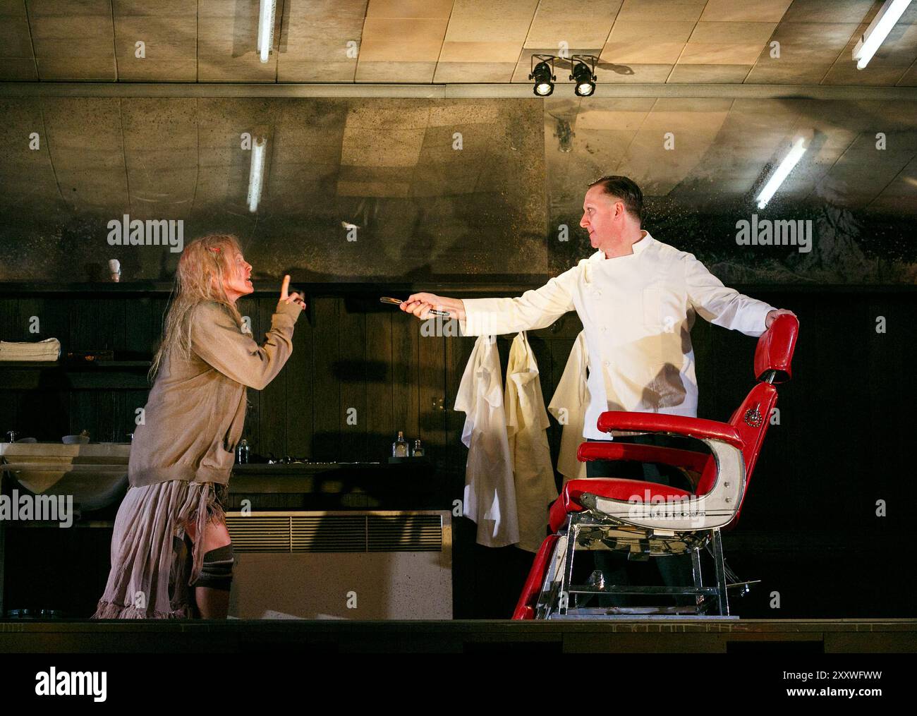 Barbara Drennan (Beggar Woman), David Birrell (Sweeney Todd) in SWEENEY ...