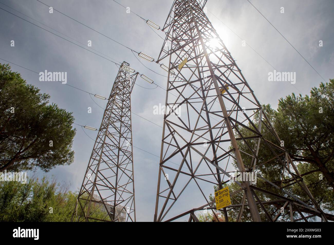 Rome, Italy. 26th Aug, 2024. High voltage pylons in the urban area of ...