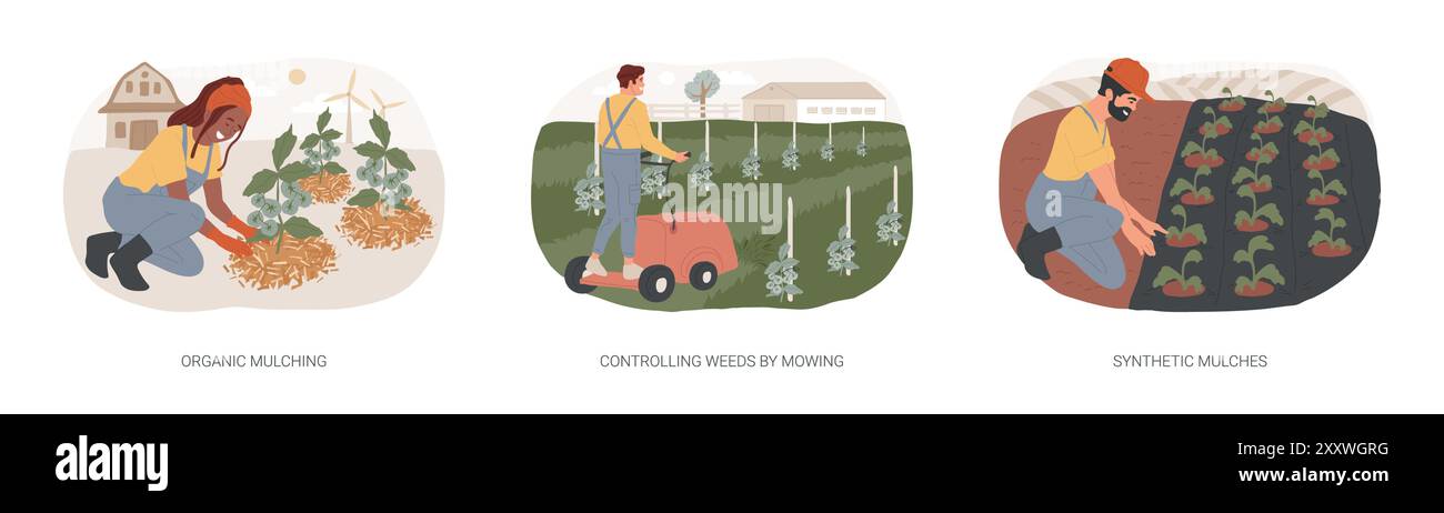 Weed management isolated cartoon vector illustrations se Stock Vector ...