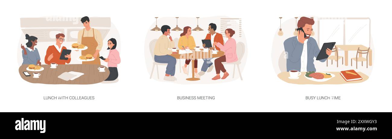 Business lunch isolated cartoon vector illustrations se Stock Vector ...