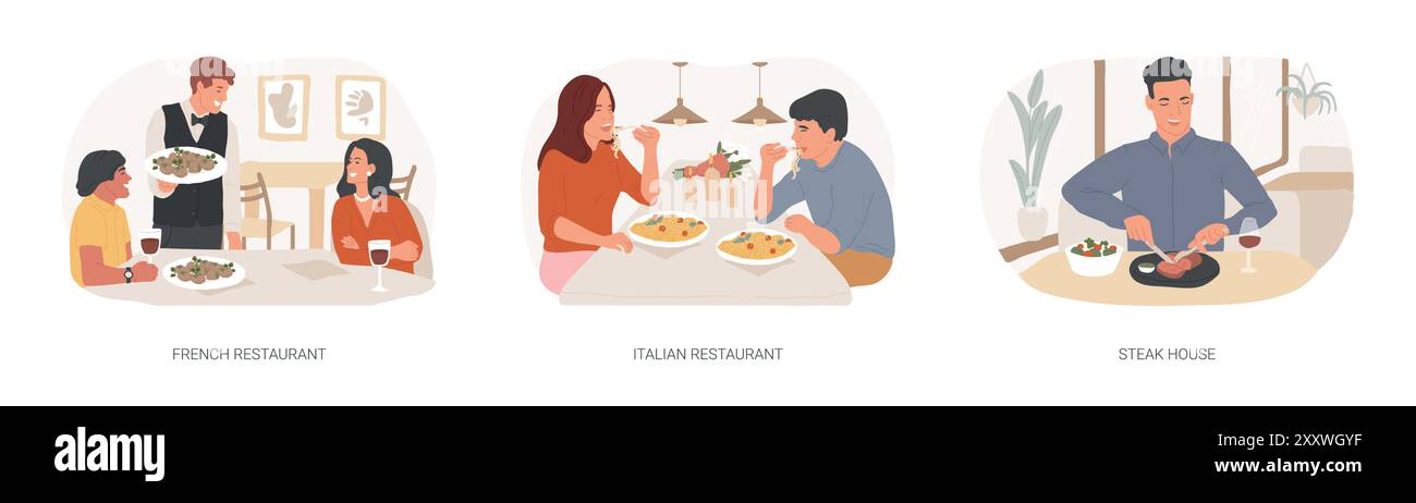 Dinner out isolated cartoon vector illustrations se Stock Vector Image ...