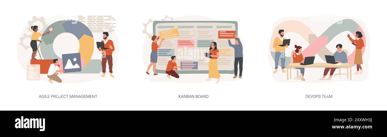 Software development company isolated concept vector illustration set ...