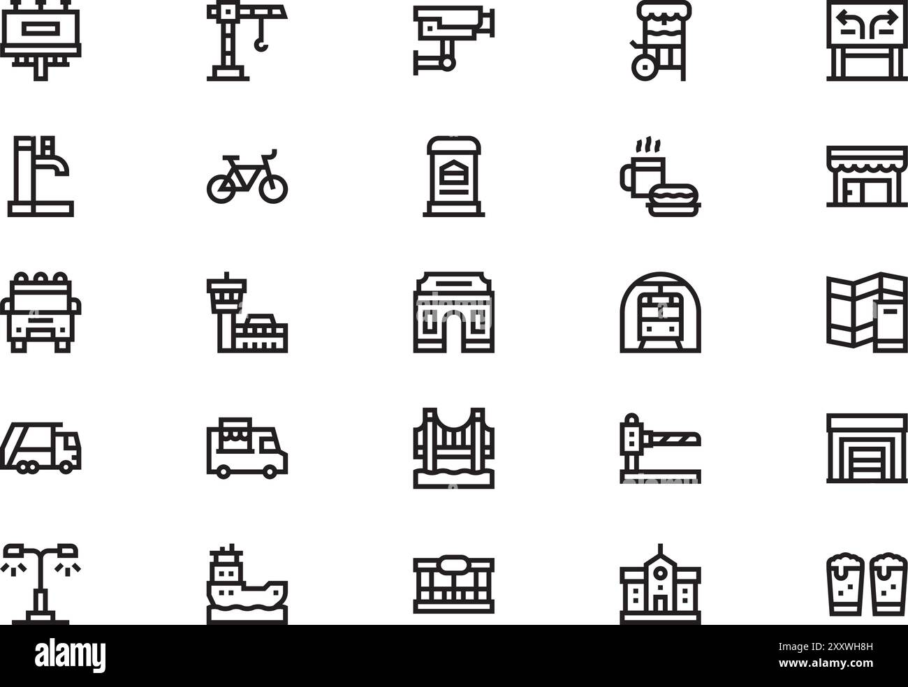 City life icons collection is a vector illustration with editable ...