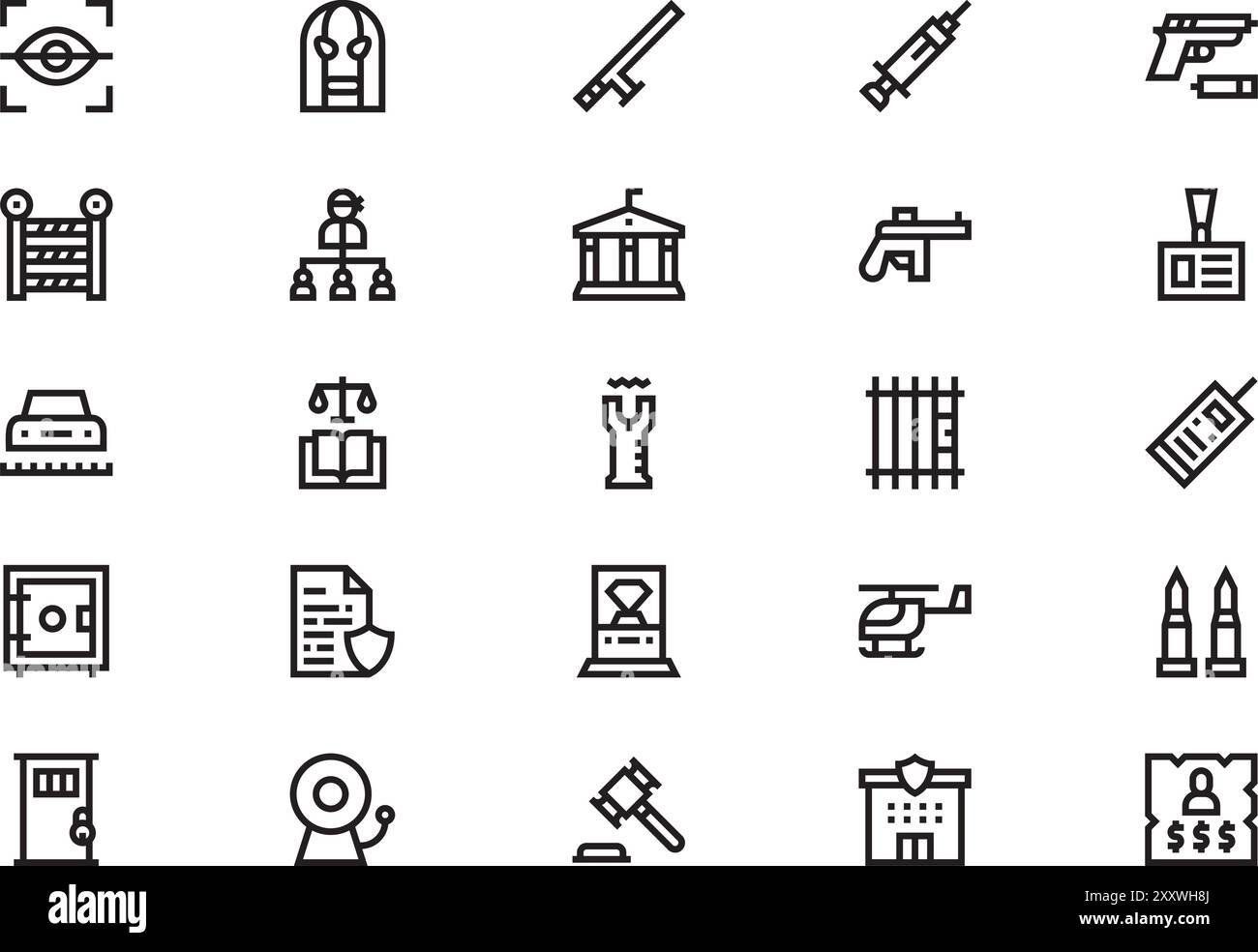 Crime icons collection is a vector illustration with editable stroke ...