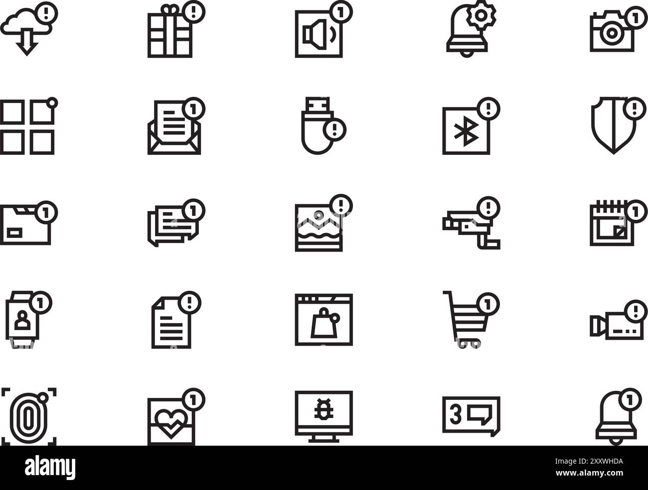 Notifications icons collection is a vector illustration with editable ...