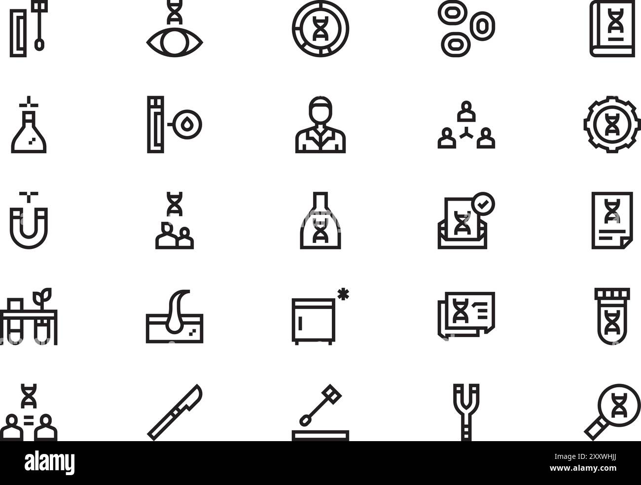 Genetic icons collection is a vector illustration with editable stroke ...