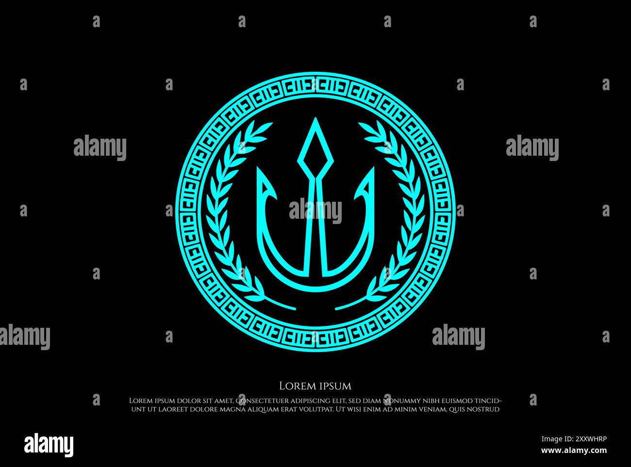 Circular Trident Neptune God Poseidon Triton King Spear Logo Design ...