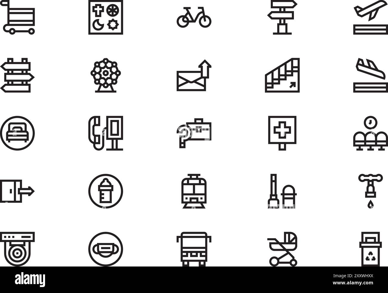 Wayfinding icons collection is a vector illustration with editable ...