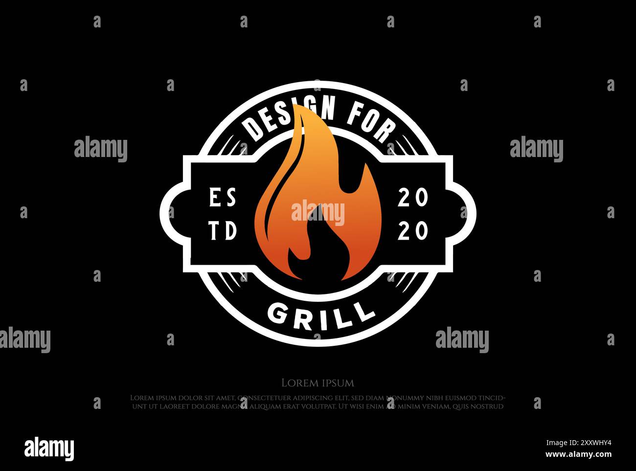 Simple Minimalist BBQ Barbecue Grill Stamp Logo Design Vector Stock ...