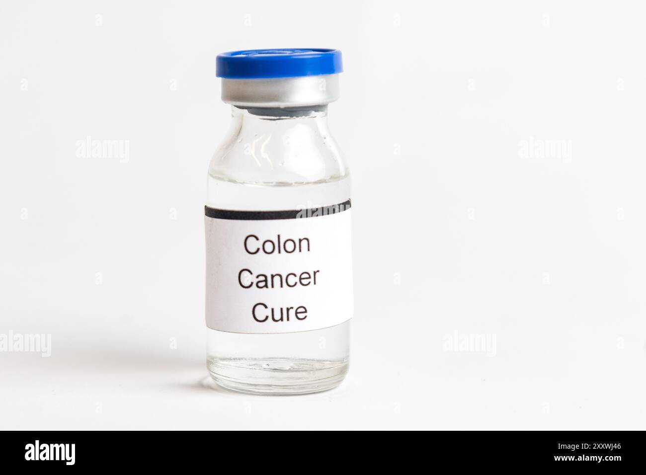 A Medical Vial with a label reading Colon Cancer Cure Stock Photo - Alamy