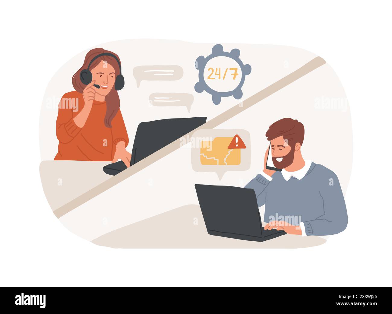 Troubleshooting isolated cartoon vector illustrations Stock Vector ...