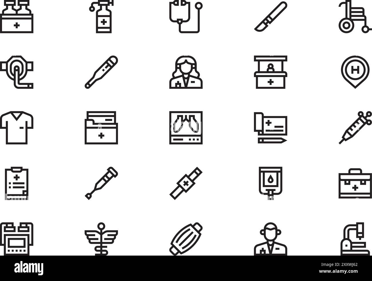 Hospital icons collection is a vector illustration with editable stroke ...