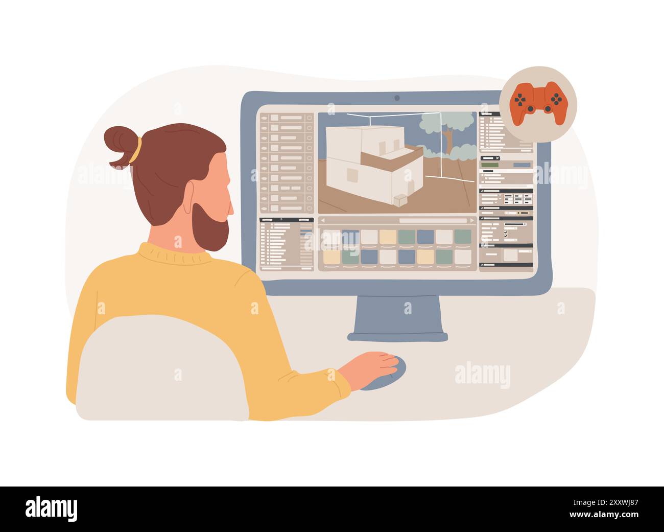 Game production isolated cartoon vector illustrations Stock Vector ...