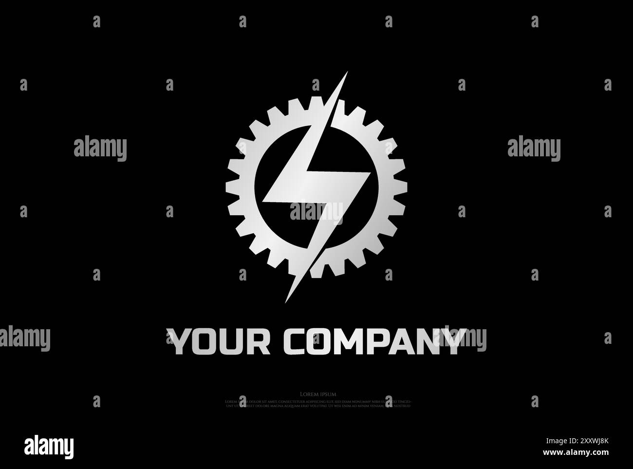 Thunder Light with Gear Cog Sprocket Drive Electric Logo Design Vector ...