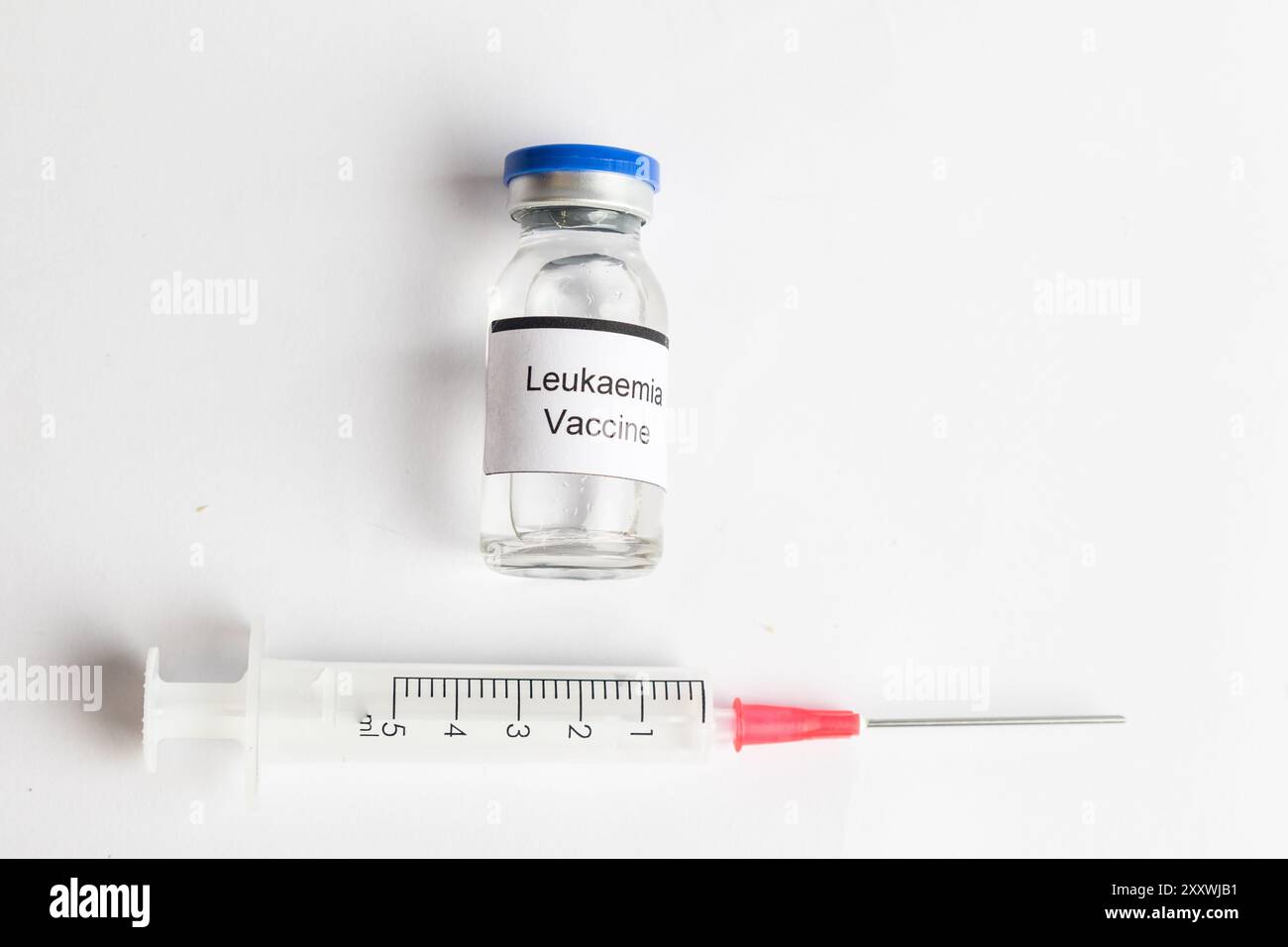 A Medical Vial with a label reading Leukemia Vaccine with a Syringe ...