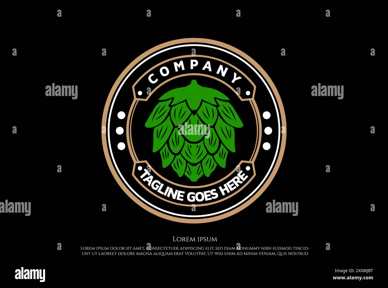 Circular Hop for Craft Beer Brewing Brewery Badge Label Seal Sticker ...