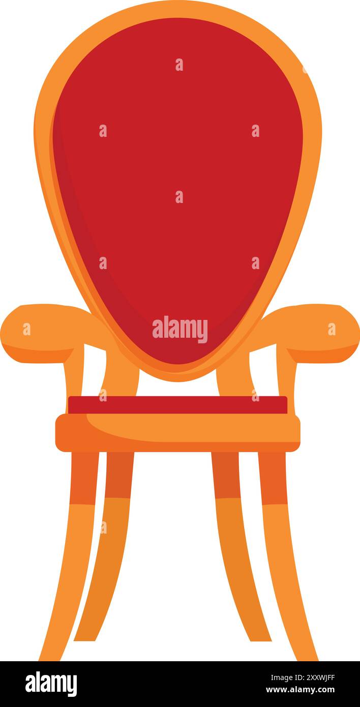 Ancient red royal throne chair standing on white background, power and ...
