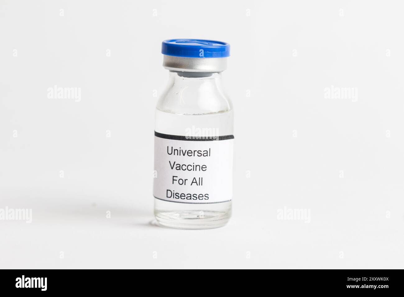 A Medical Vial with a label reading Universal Vaccine For All Diseases ...