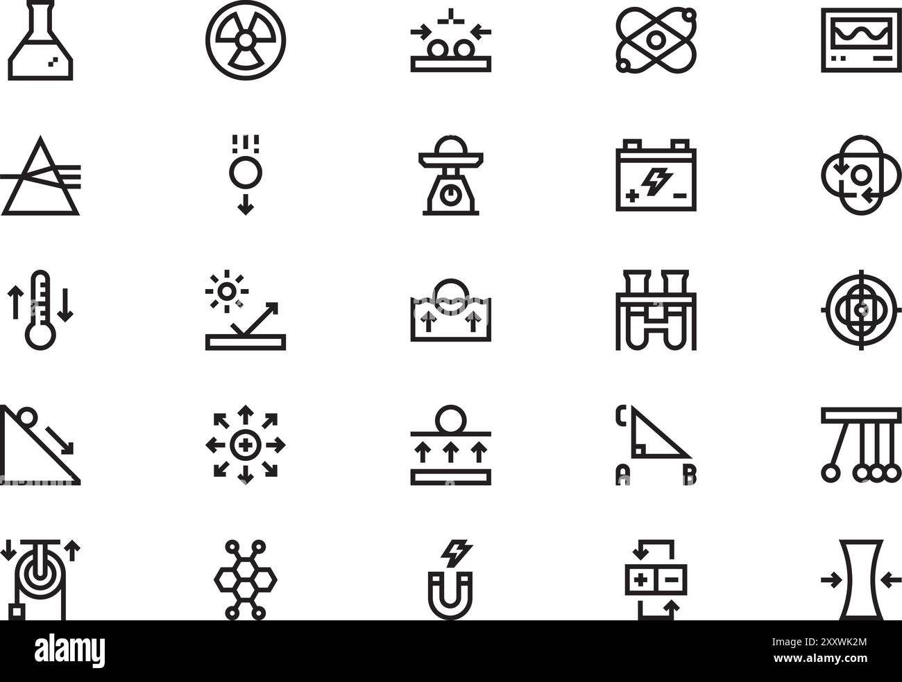 Physics icons collection is a vector illustration with editable stroke ...