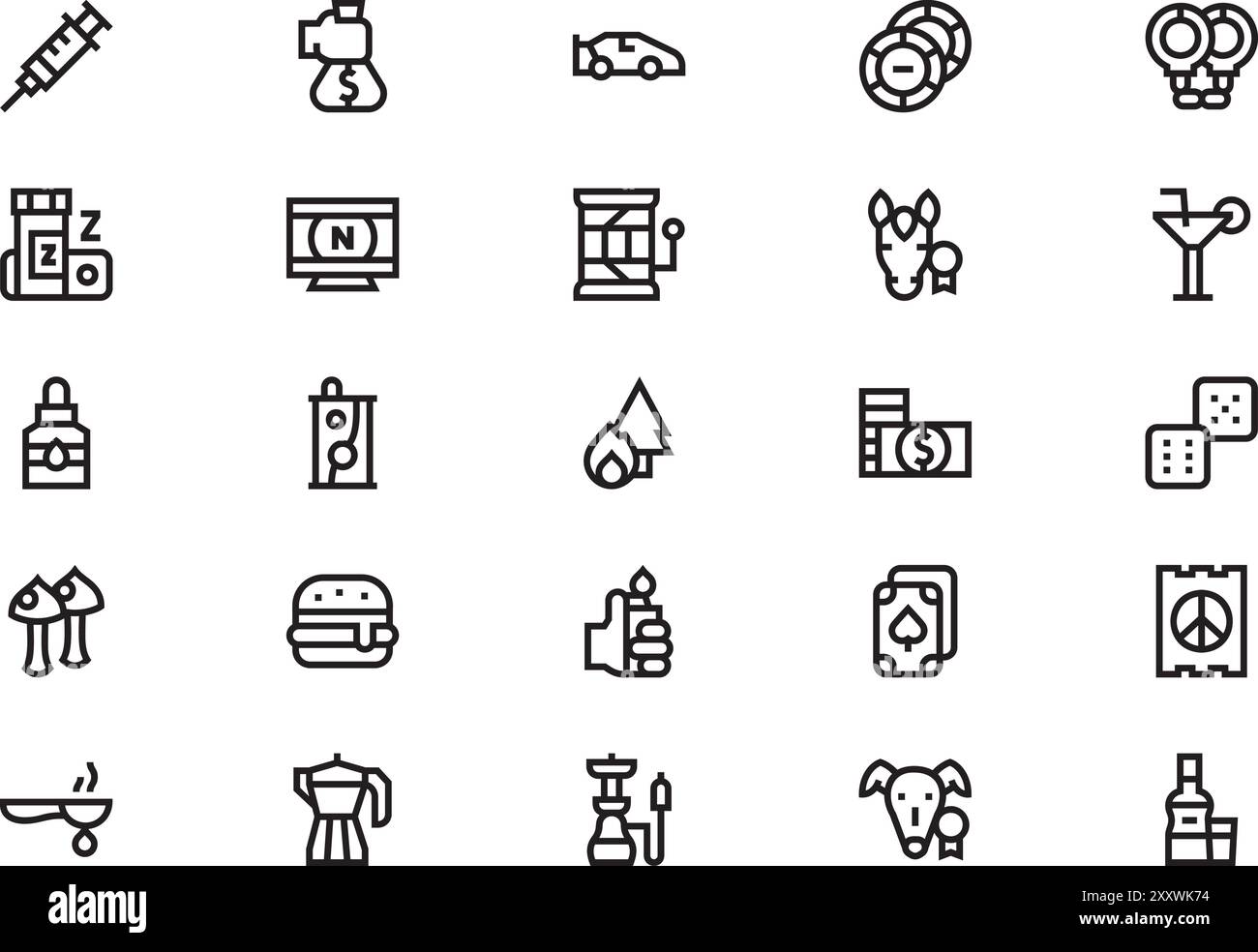 Bad habits icons collection is a vector illustration with editable ...