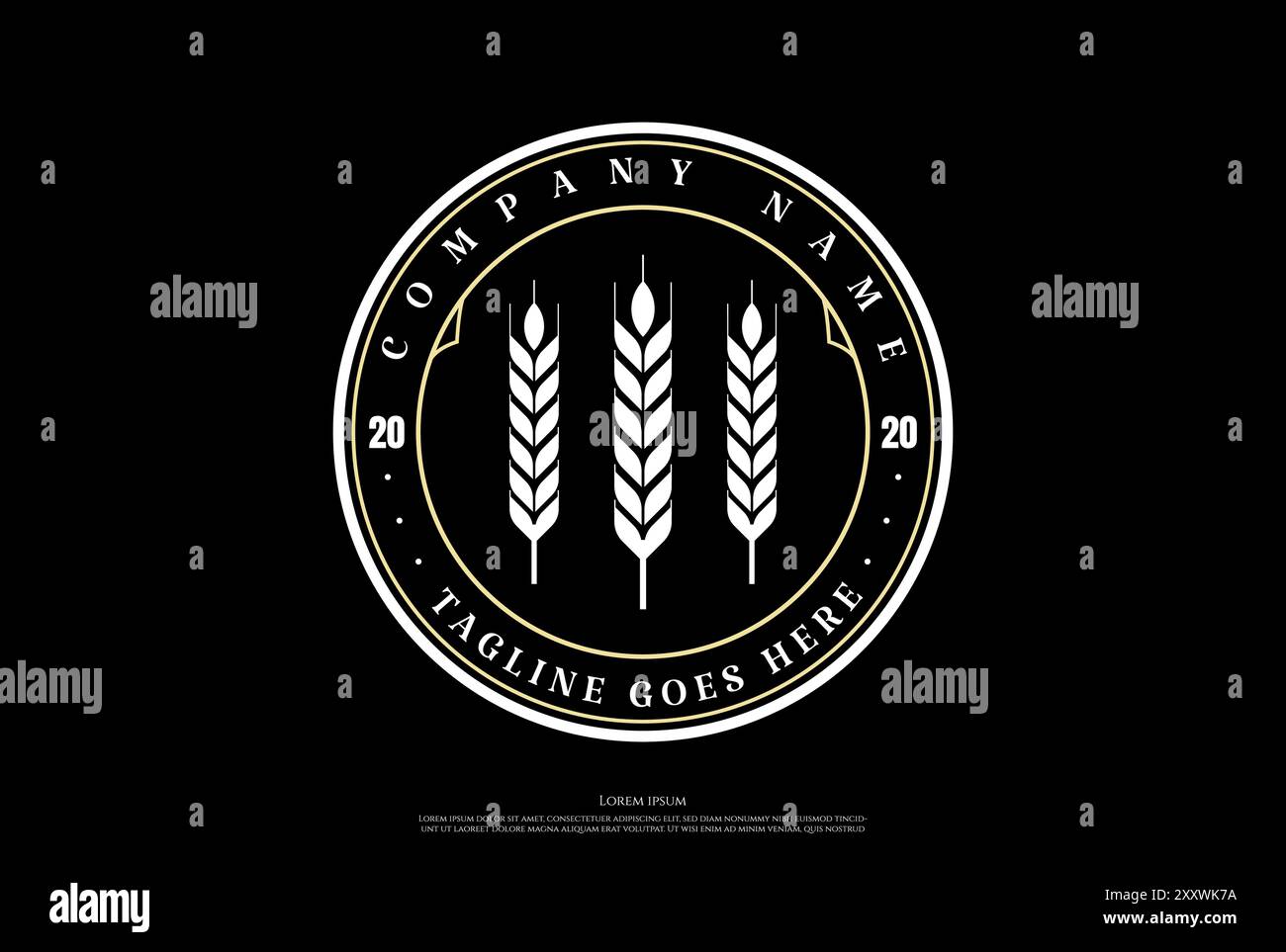 Vintage Retro Grain Wheat Malt Rice Grass Logo Design Vector Stock ...