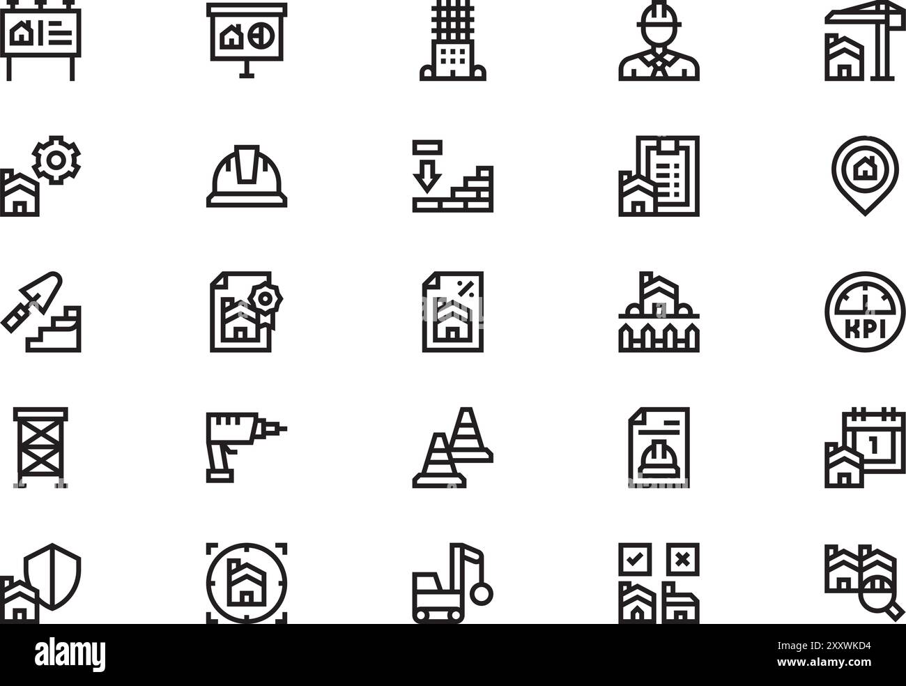 Construction business icons collection is a vector illustration with ...