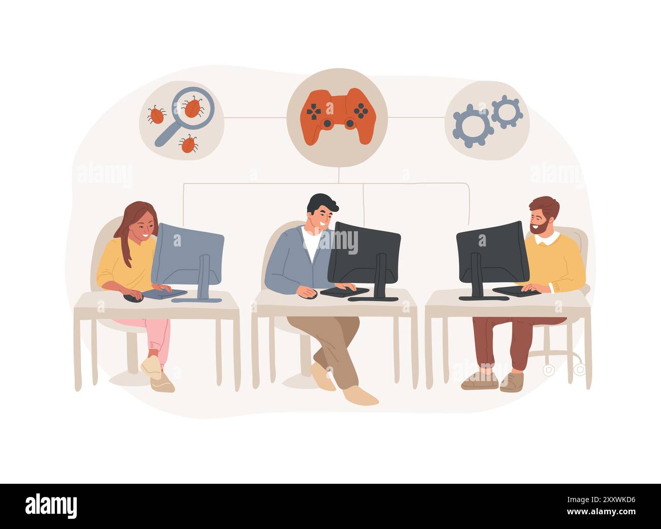 Game testing isolated cartoon vector illustrations Stock Vector Image ...